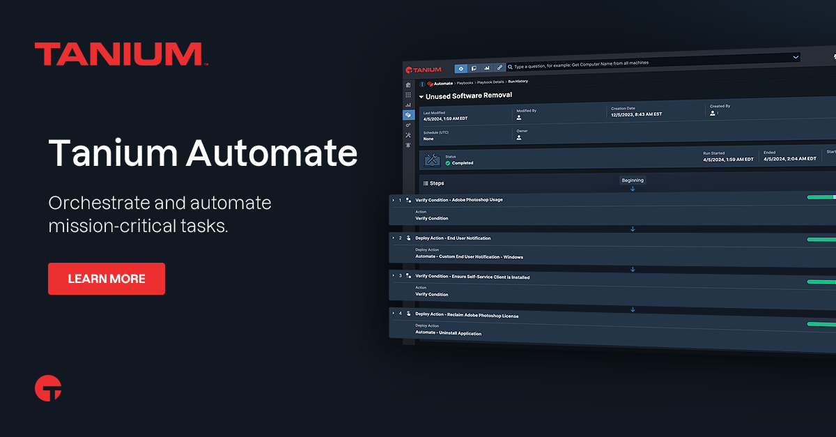 Tanium Automate | Tanium Tanium Automate | Tanium