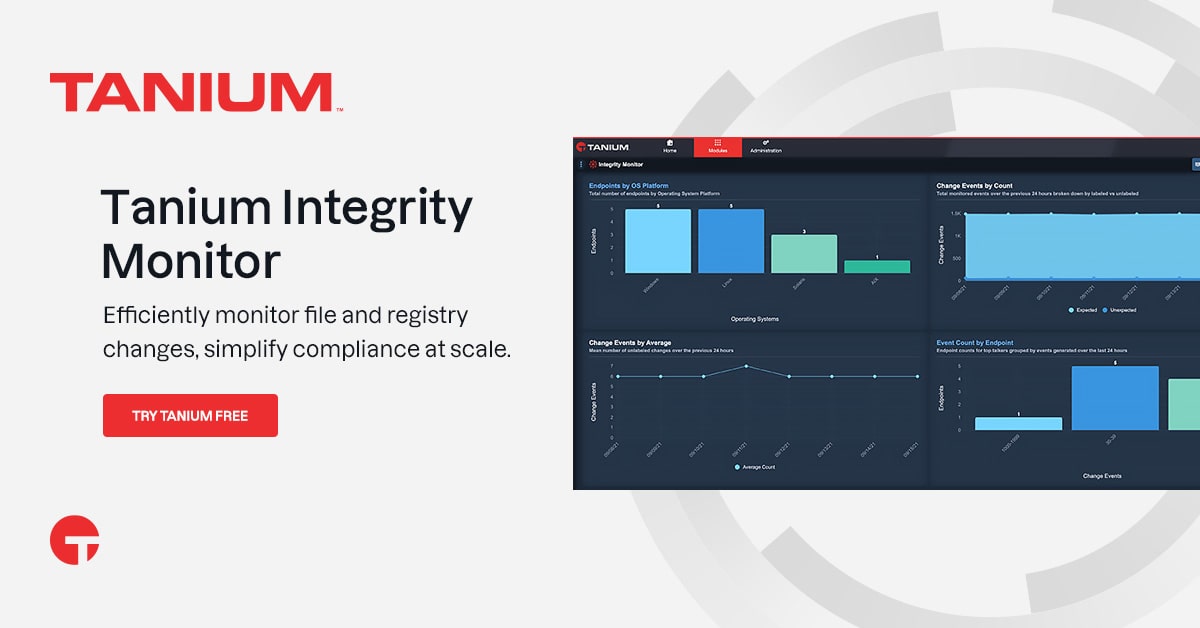 Tanium Integrity Monitor | Tanium Tanium Integrity Monitor | Tanium