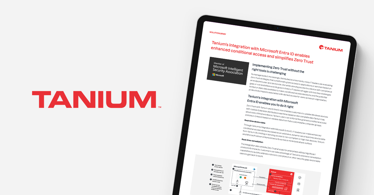 Tanium and Microsoft Entra ID integration | Tanium Tanium and Microsoft Entra ID integration | Tanium